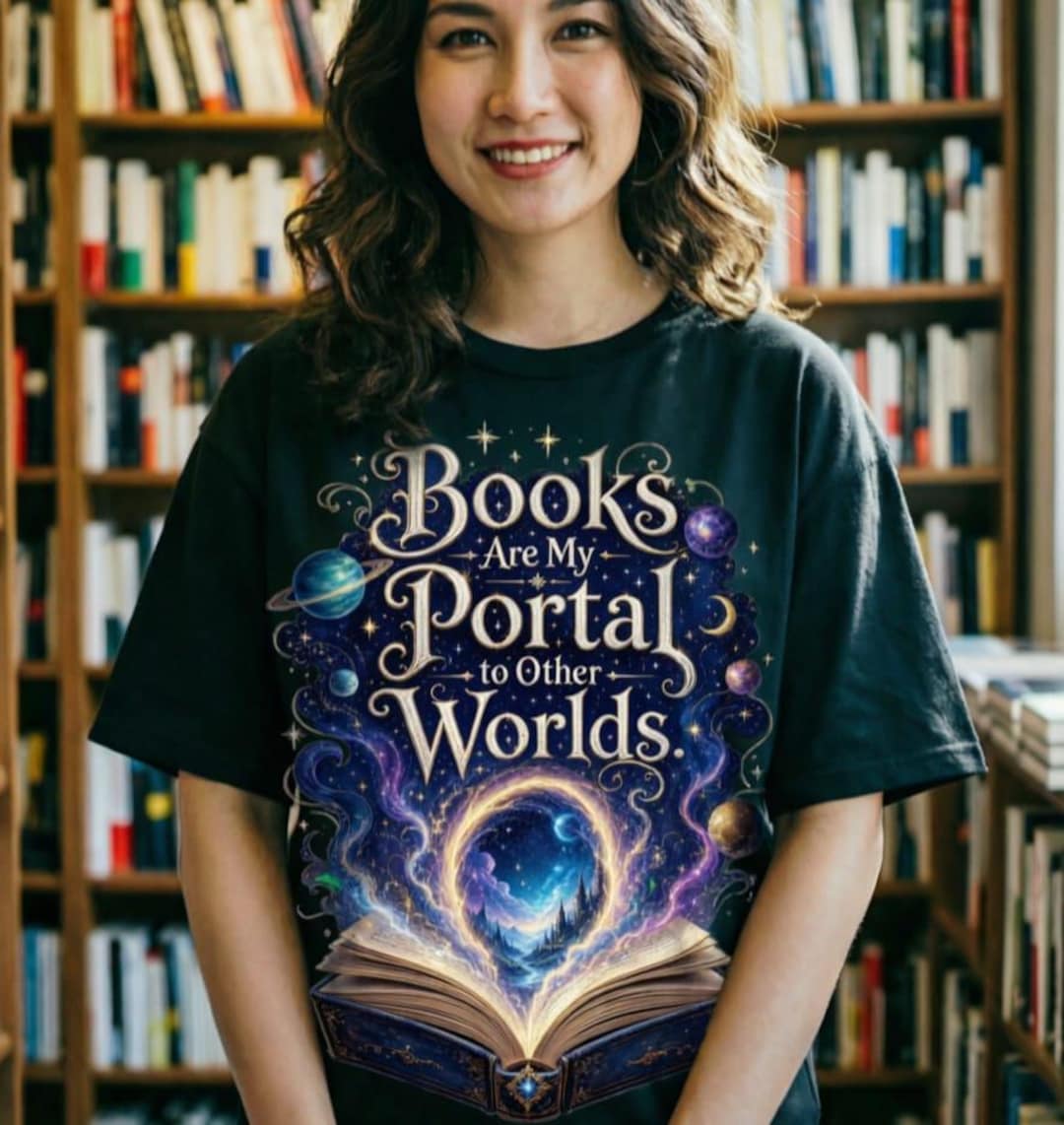Fantasy Book Portal T-shirt, Cosmic Open Book Literary Tee - Etsy