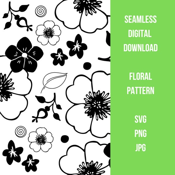 Flower Pattern Printable Floral Pattern Digital Flower Art - Etsy
