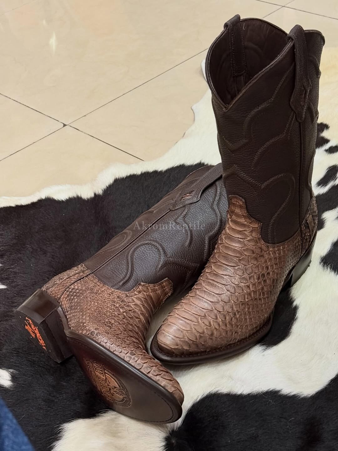 Dark Brown Handmade Python Skin Boots | Footwear With Western Cowboys ...