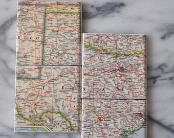 Vintage Brazil Map Coasters- Set of 4 - Etsy