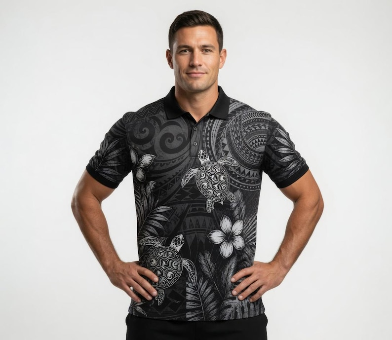 Polynesian Turtle Polo Shirt, Hawaiian Tribal Golf Shirt, Maori Sea ...