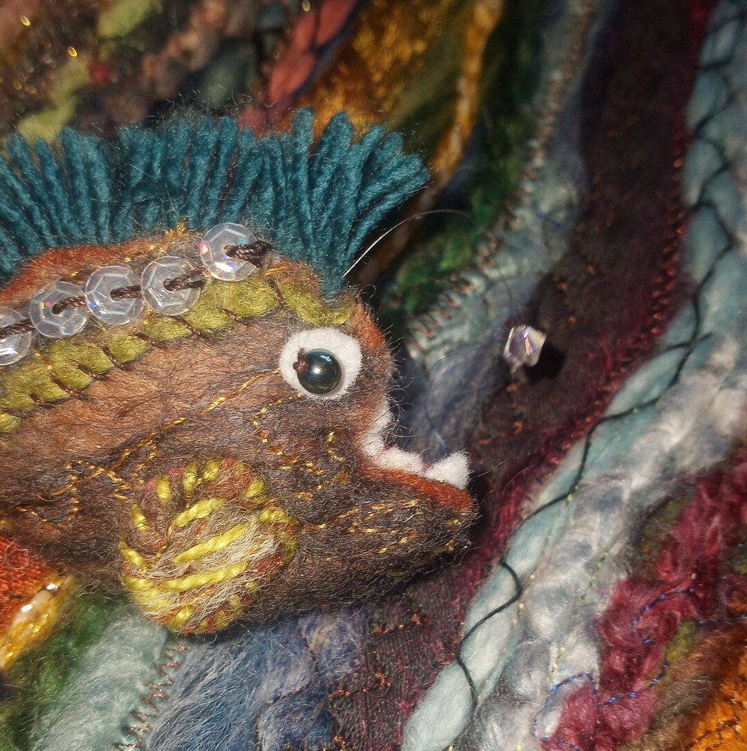 Angler Fish Brooch Fantasy Fish Textile Art Fiber Embellished - Etsy