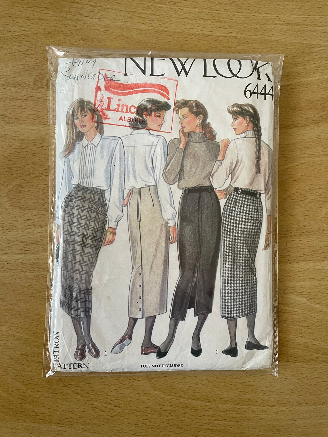 New Look 6444 Vintage 80s High Waisted Fitted Skirt With Optional Slit ...