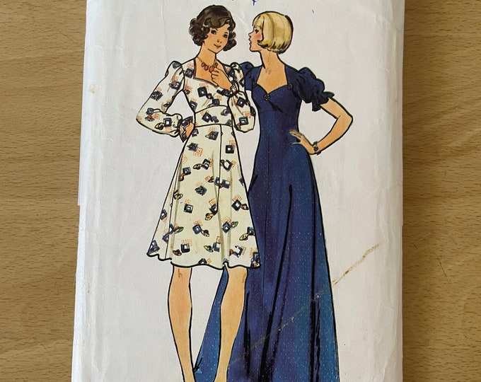 Butterick 4017 Vintage 70s Dress With Fitted Bodice, Shaped Midriff ...