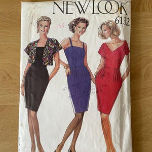 New Look 6132 Vintage 90s Dress With Wide Neckline or Shoulder Straps ...