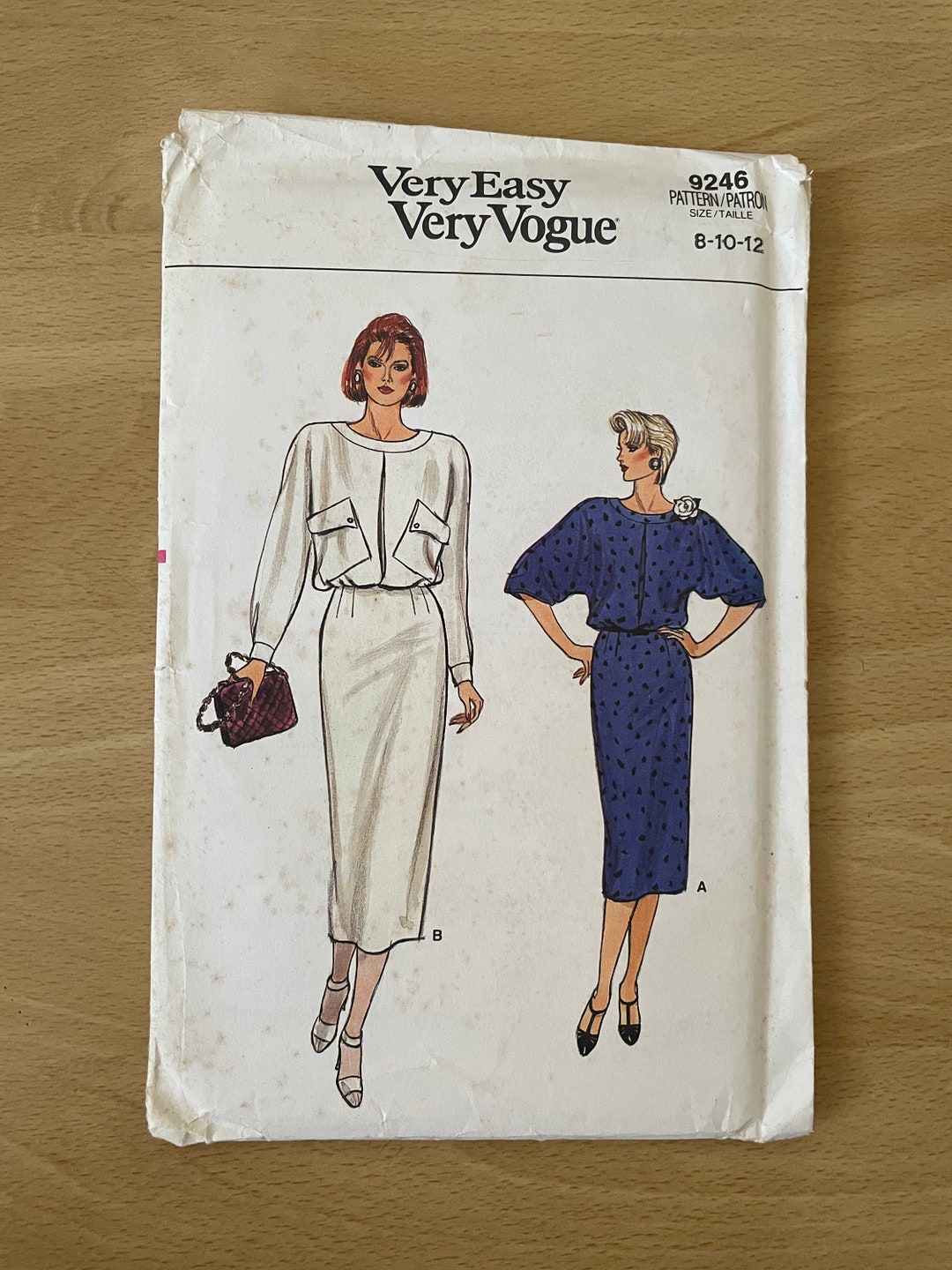 Vogue 9246 Vintage 80s Dress With Button up Back, Front Pleat, Straight ...