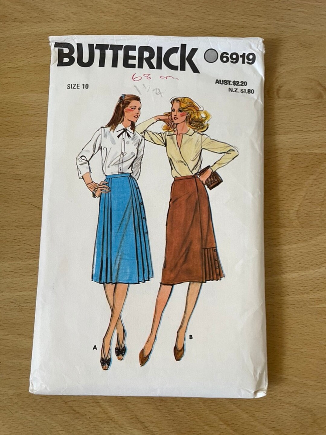 Butterick 6919 Vintage 80s Pleated Skirt With Side Buttons Sewing ...