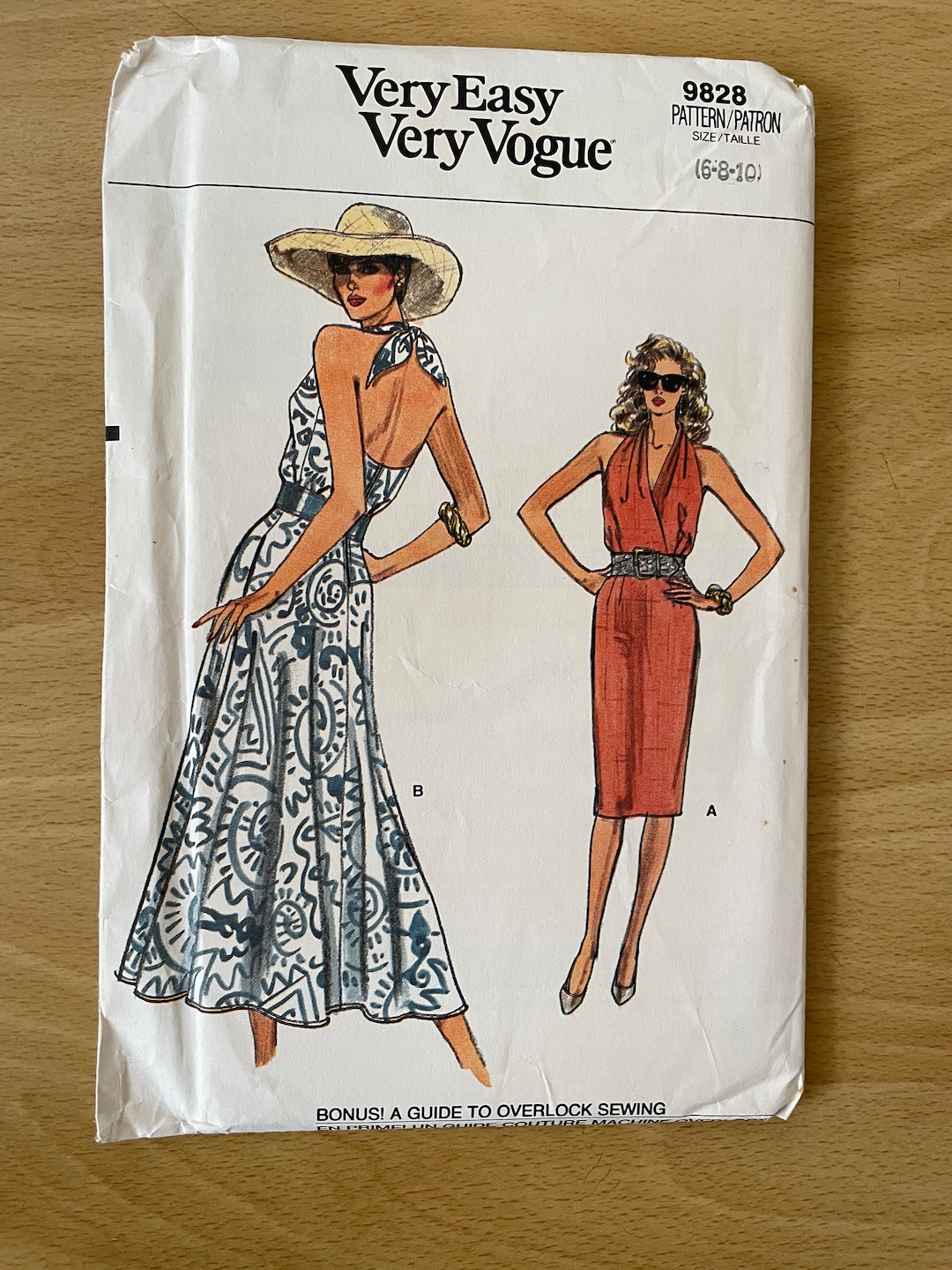 Vogue 9828 Vintage 80s Halter Neck Summer Dress With Wrap Front and ...