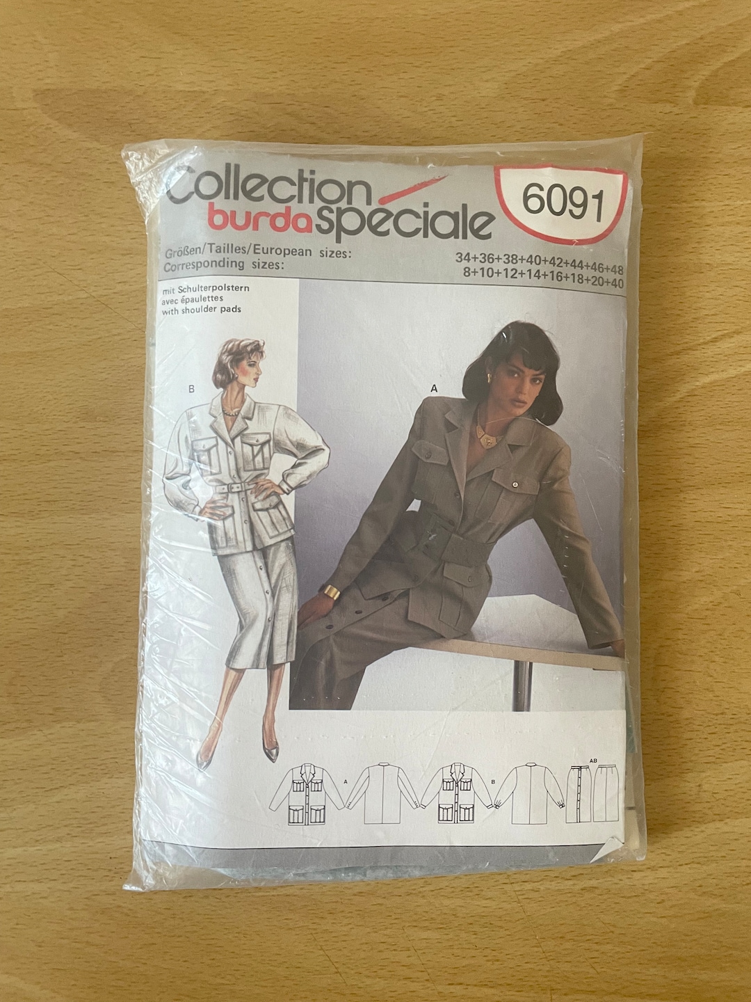 Burda 6091 Vintage 90s Oversize Safari Jacket Top With Notched Collar ...