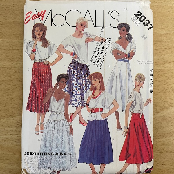 80s Vintage Skirt Pattern With Yoke - Etsy