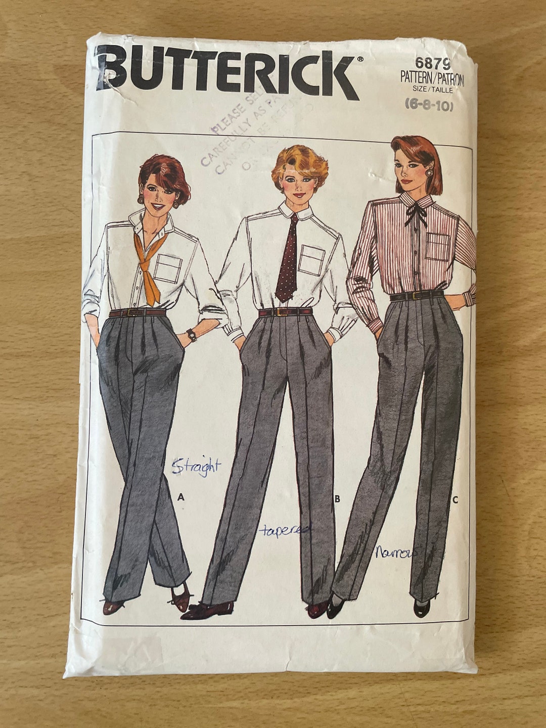 Butterick 6879 Vintage 80s Proportioned Pants With Narrow, Tapered or ...