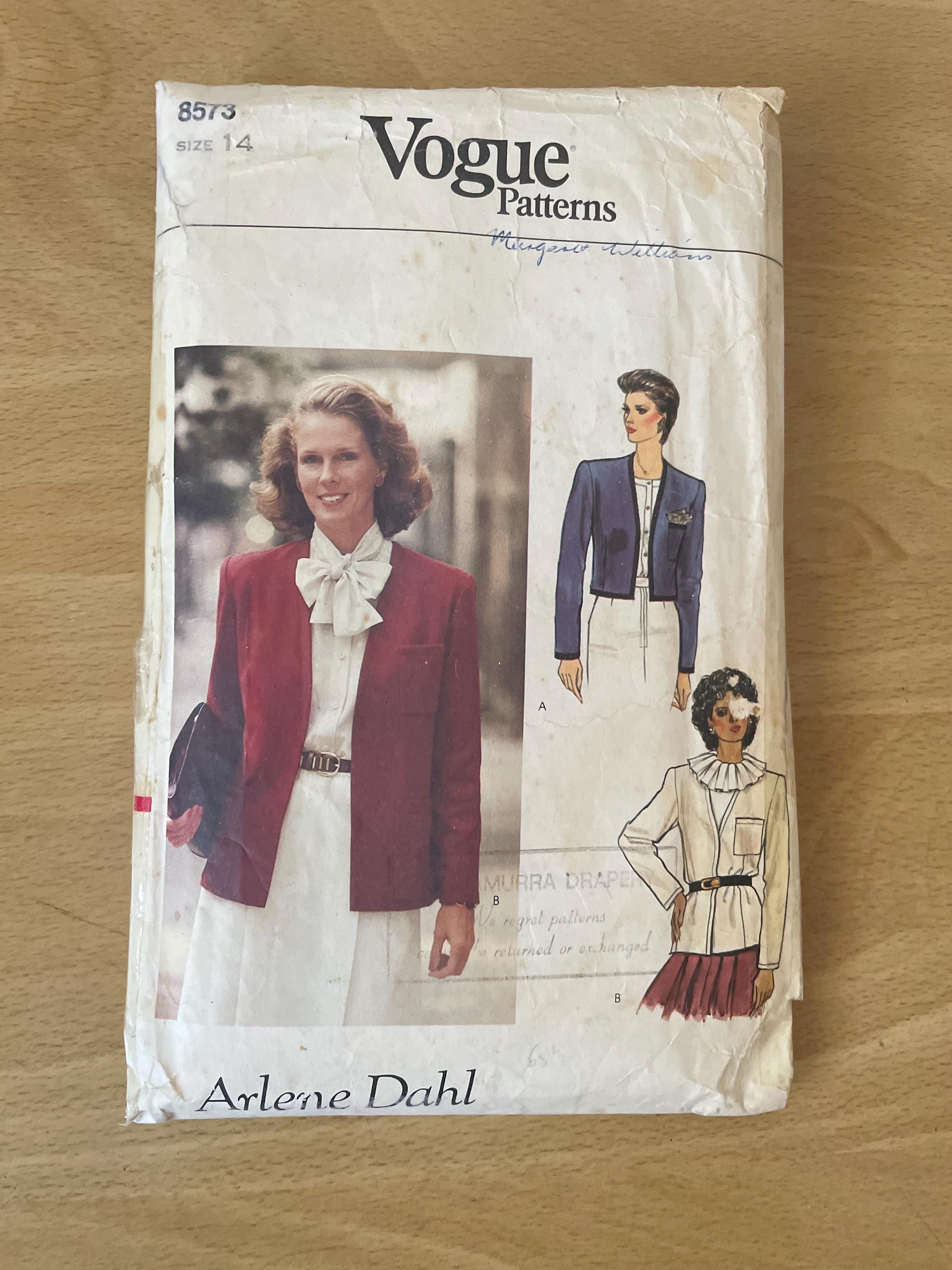 Vogue 8573 Vintage 80s Arlene Dahl Semi-fitted Jacket With Extended ...