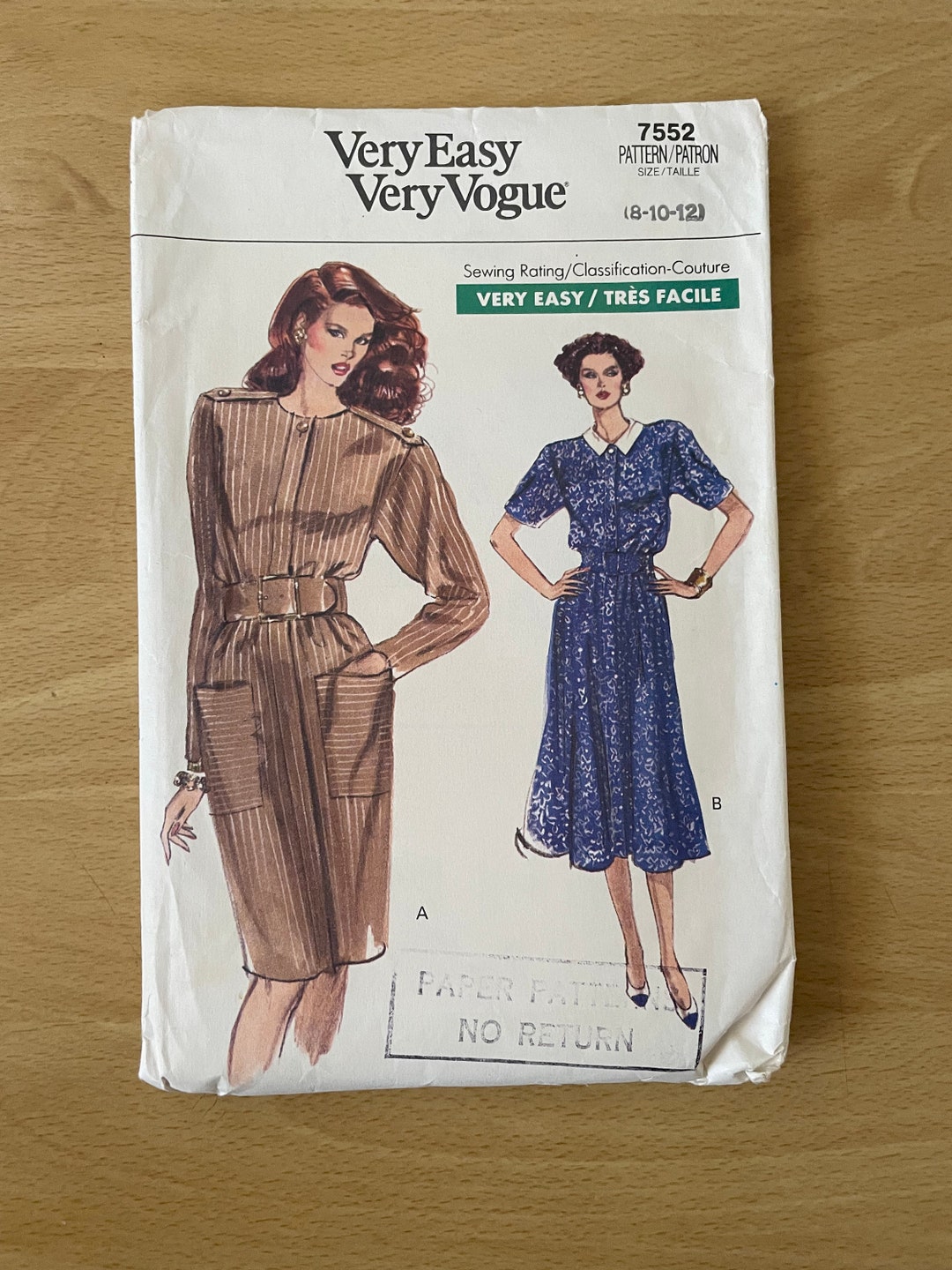 Vogue 7552 Vintage 80s Blouse Dress With Sleeves, Full Skirt, Optional ...