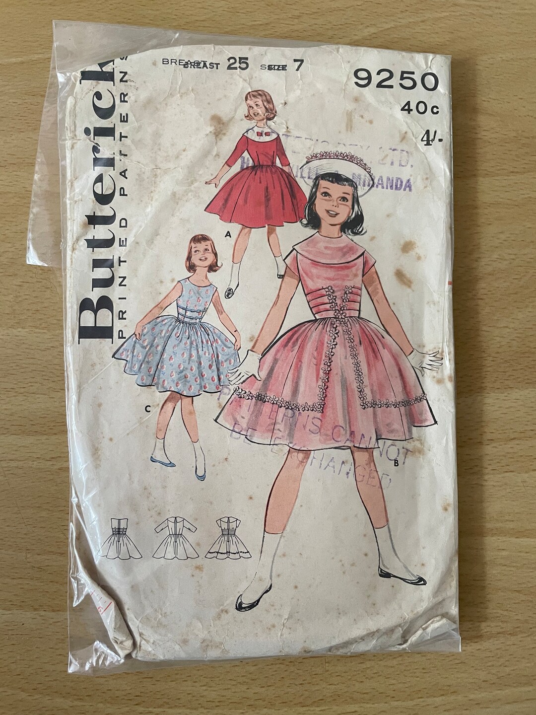 Butterick 9250 Vintage 60s Girl’s Party Dress With Full Skirt, Optional ...