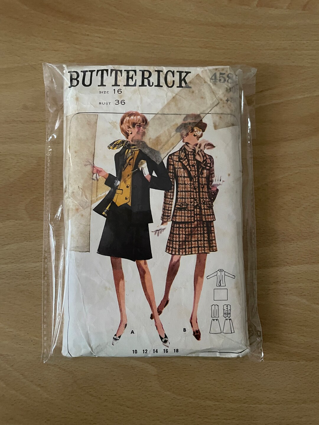 Butterick 4585 Vintage 60s Fitted Weskit and A-line Hip-riding Skirt ...