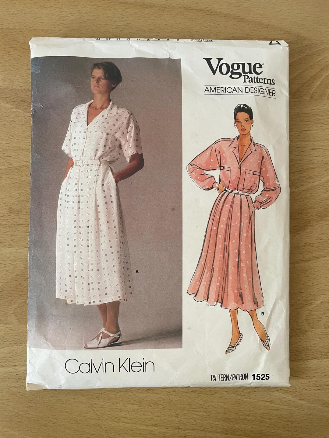 Vogue 1525 Vintage 80s Calvin Klein Dress With Notched Collar, Pleats ...