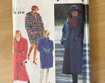 Simplicity 9860 Vintage 90s Oversized Jacket Coat With Large Shawl ...