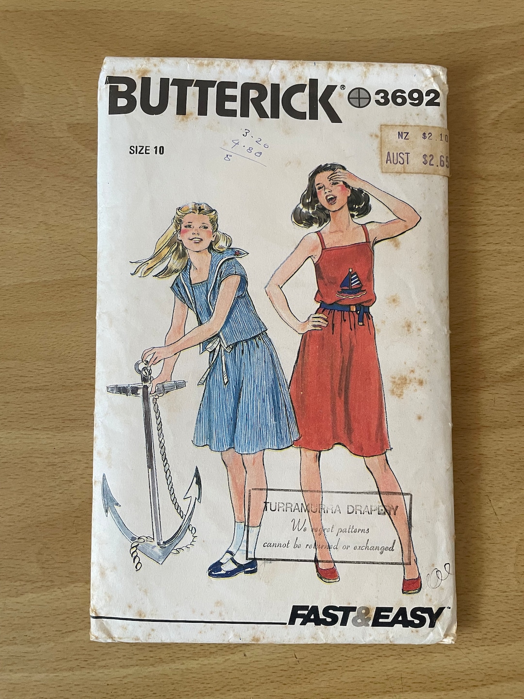 Butterick 3692 Vintage 80s Girl’s Jacket With Sailor Collar and Star Appliques Plus Dress With ...