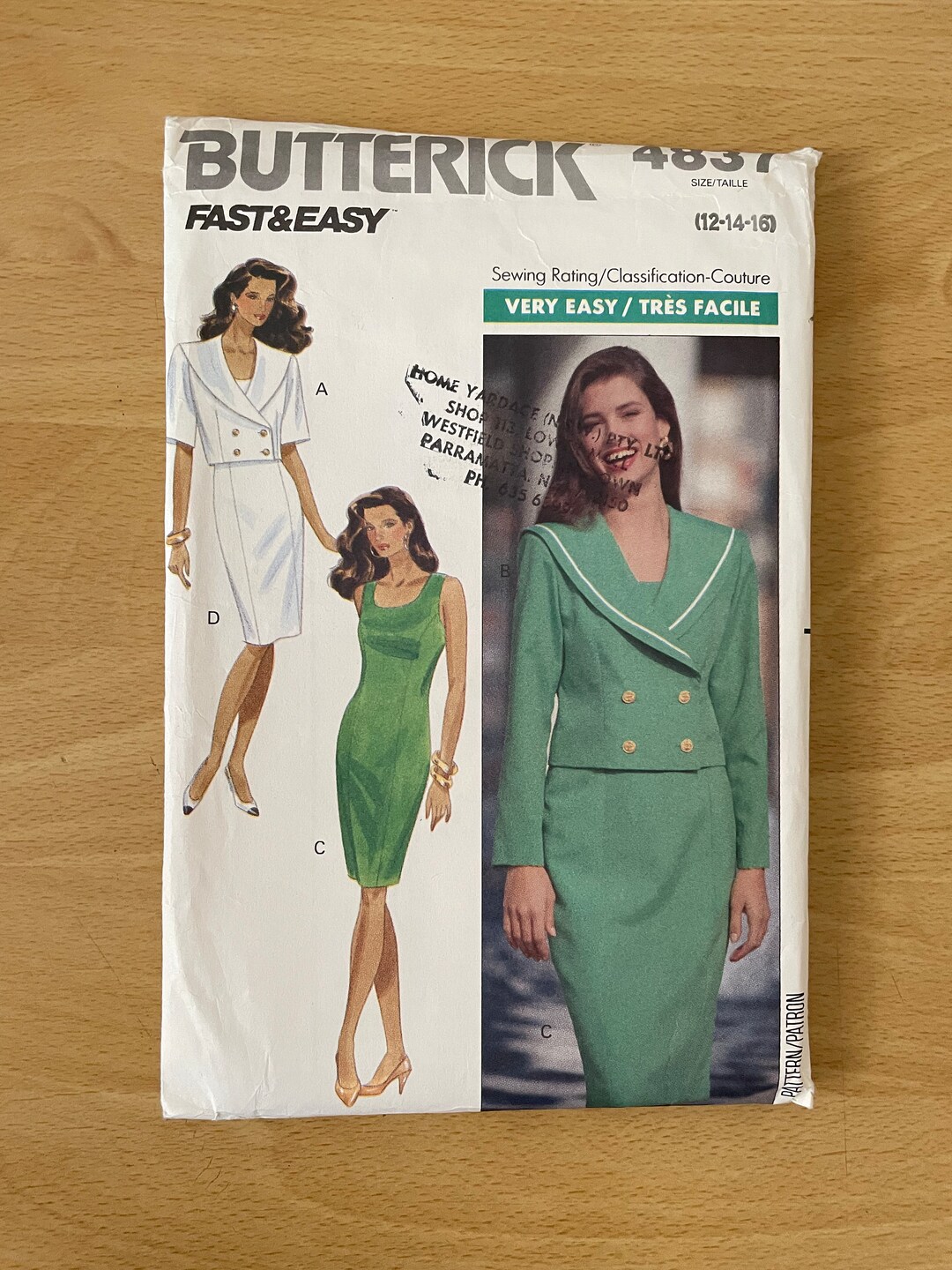 Butterick 4837 Vintage 90s Fitted Tapered Dress With Scoop Neck Plus ...