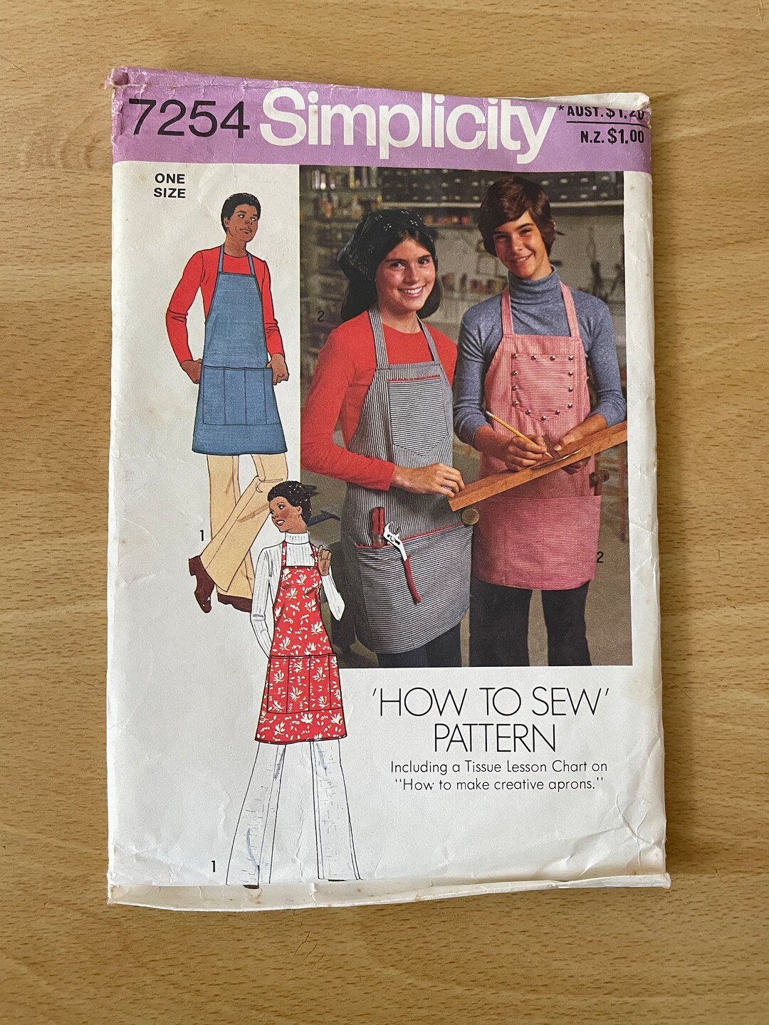 Simplicity 7254 Vintage 70s Apron With Pockets Sewing Pattern - Etsy