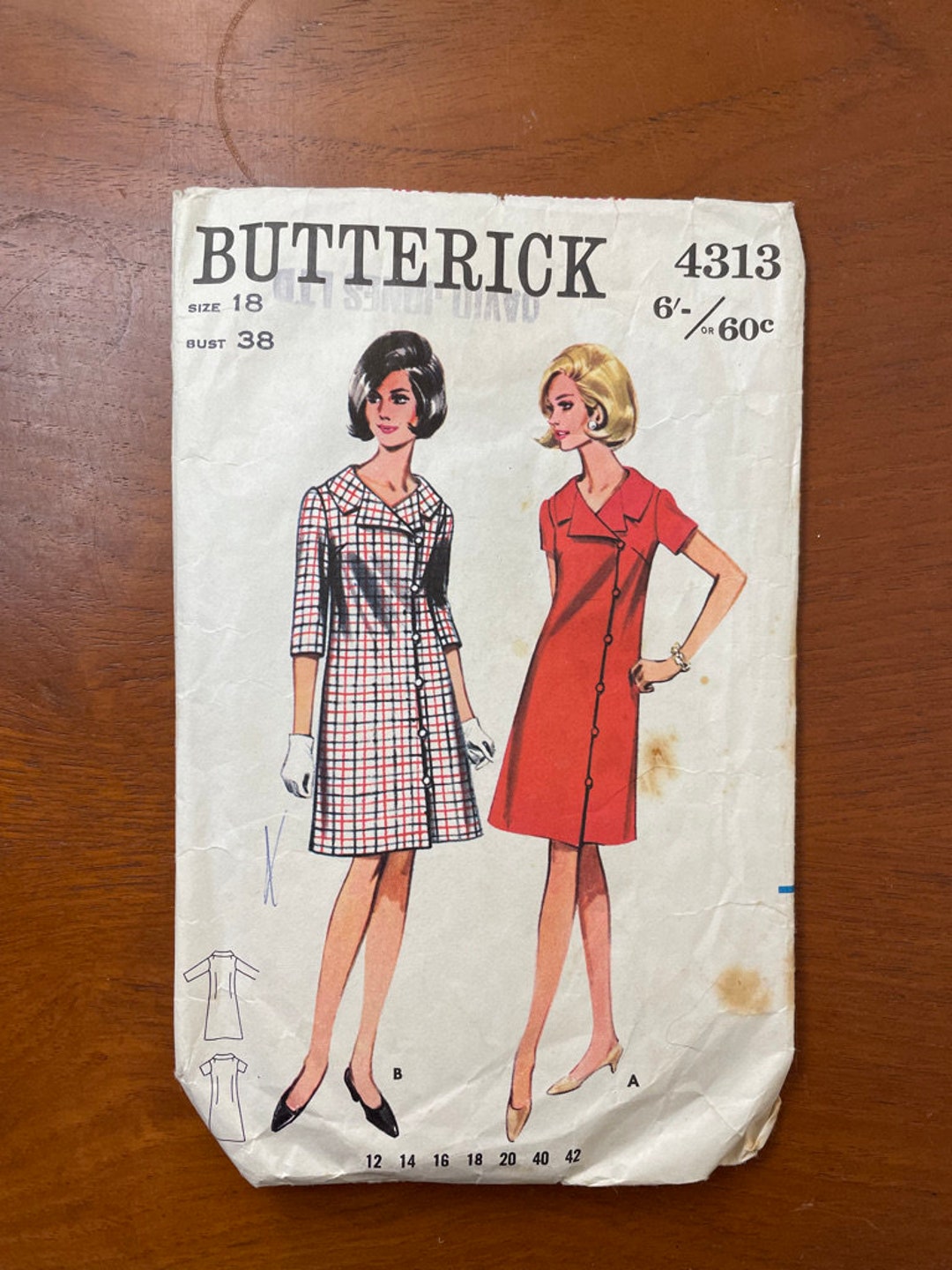 Butterick 4313 Vintage 60s A-line Coat Dress Sewing Pattern - Etsy