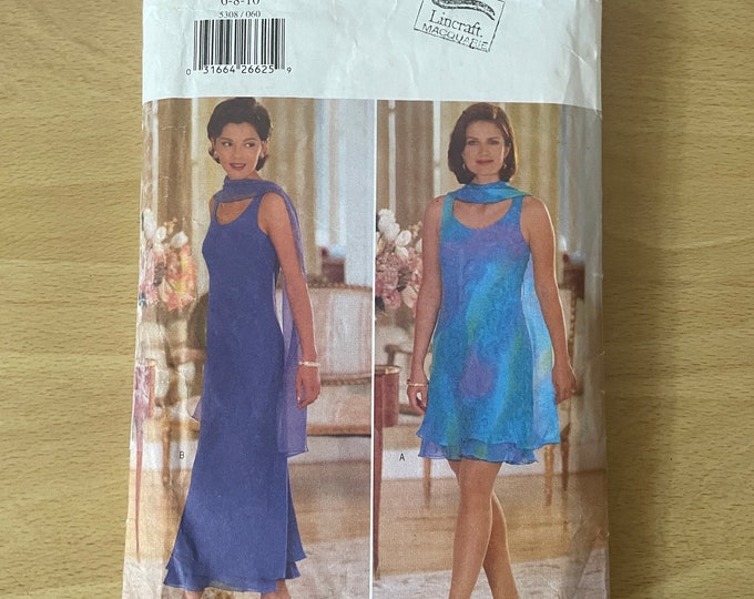 Butterick 5308 Vintage 90s A-line Double Layer Bias Dress With Scarf ...