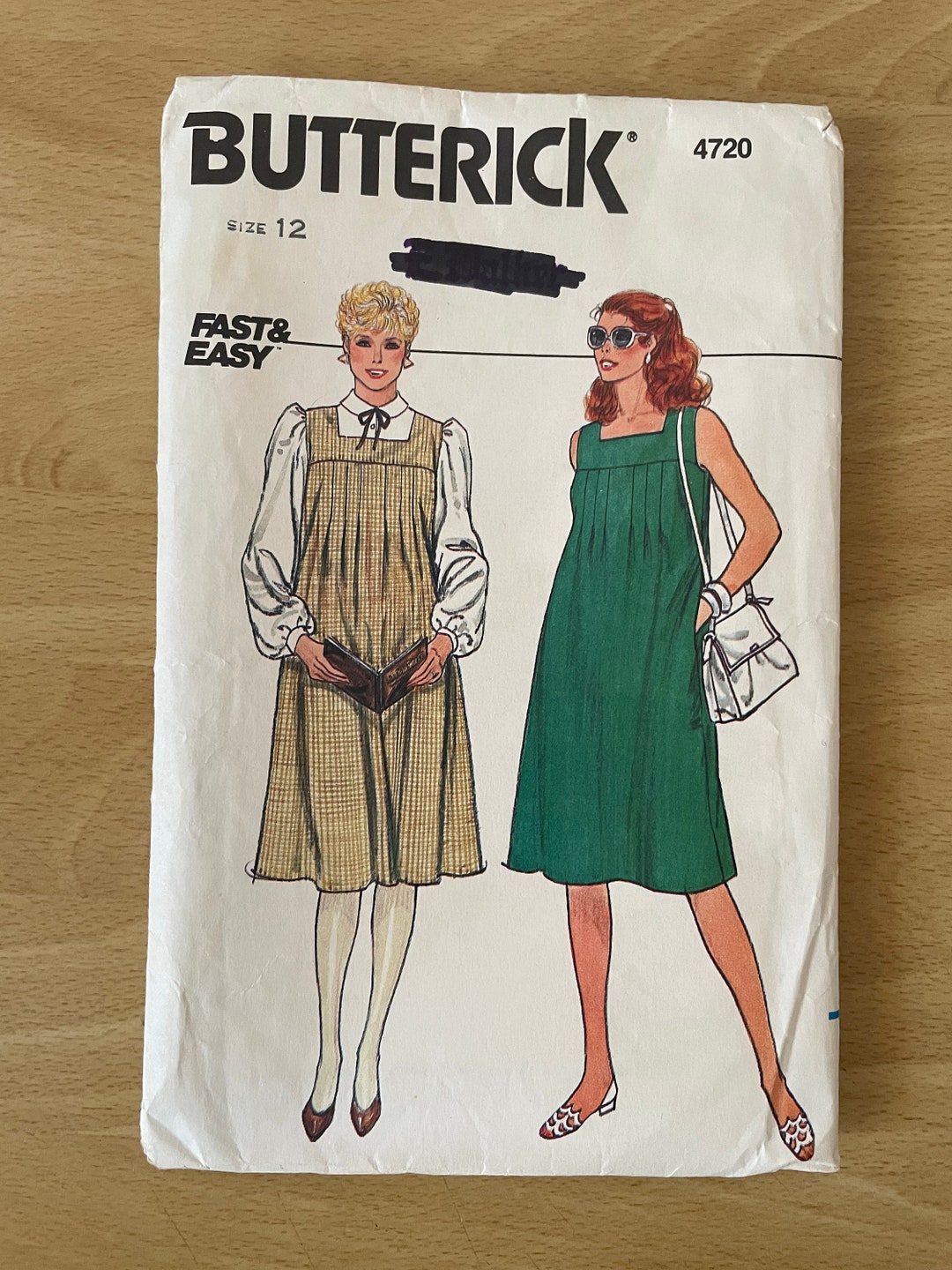 Butterick 4720 Vintage 80s Sleeveless Maternity Dress With Square ...