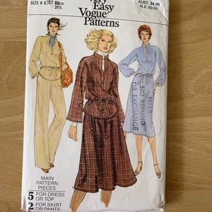 Vogue 9943 Vintage 70s Dress and Blouse With Raglan Sleeves With Round ...