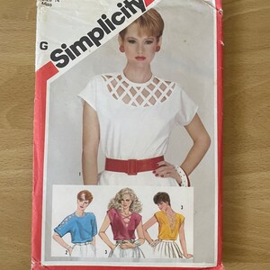 Simplicity 6016 Vintage 80s Blouse With Lattice Front and Back With ...