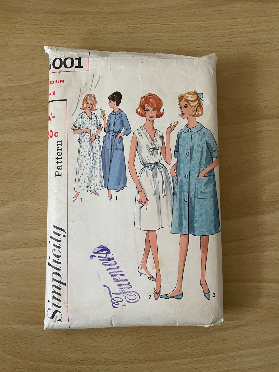 Simplicity 5001 Vintage 60s V-neck Nightgown, Pyjamas With Optional ...