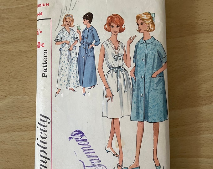 Simplicity 5001 Vintage 60s V-neck Nightgown, Pyjamas With Optional ...