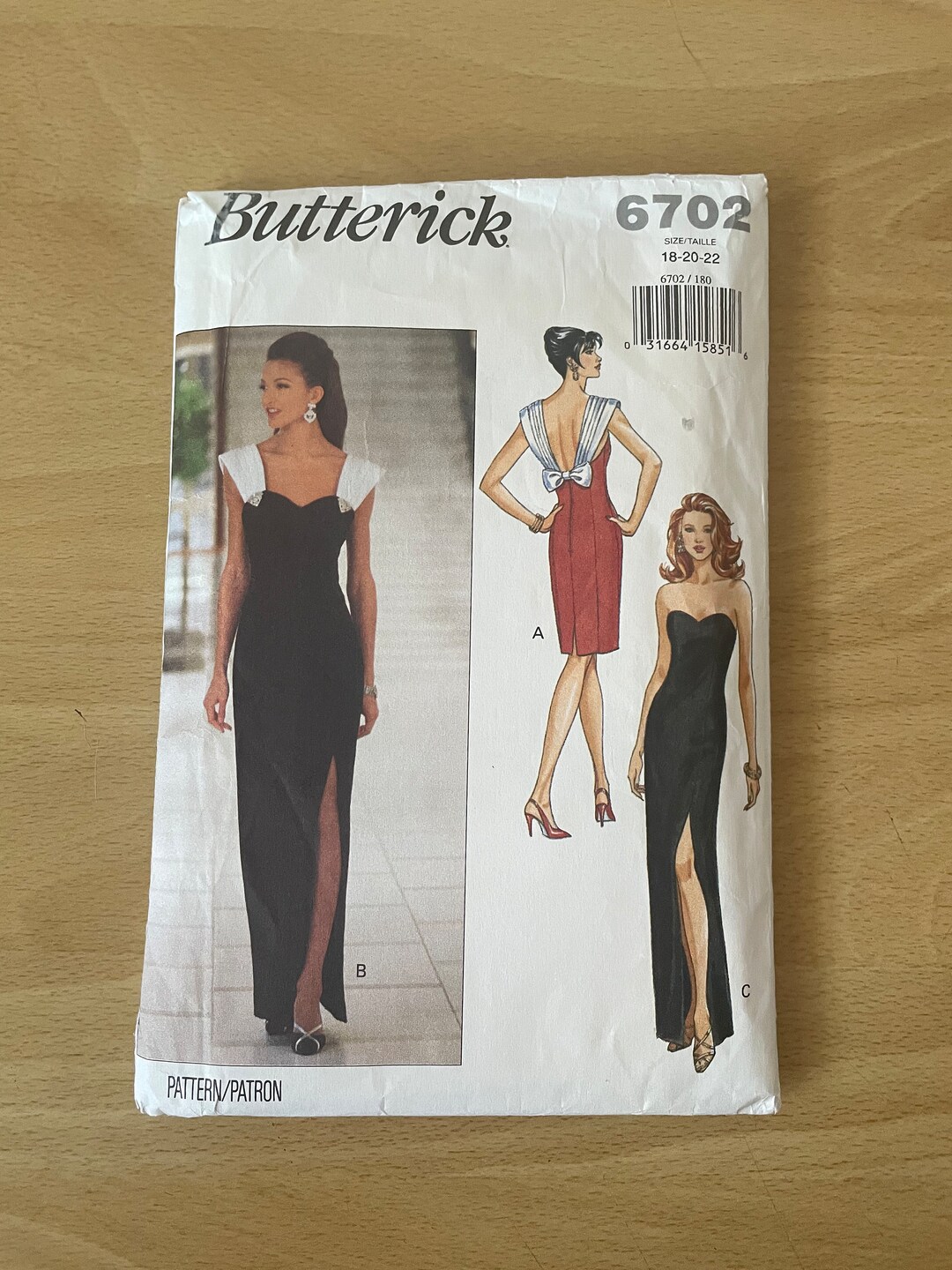 Butterick 6702 Vintage 90s Fitted Evening Dress With Sweetheart ...