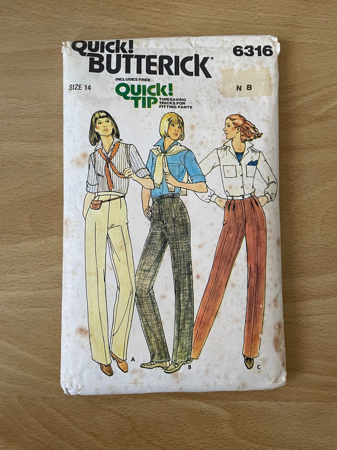 Butterick 6316 Vintage 80s High Waisted Straight Leg Pants Sewing ...
