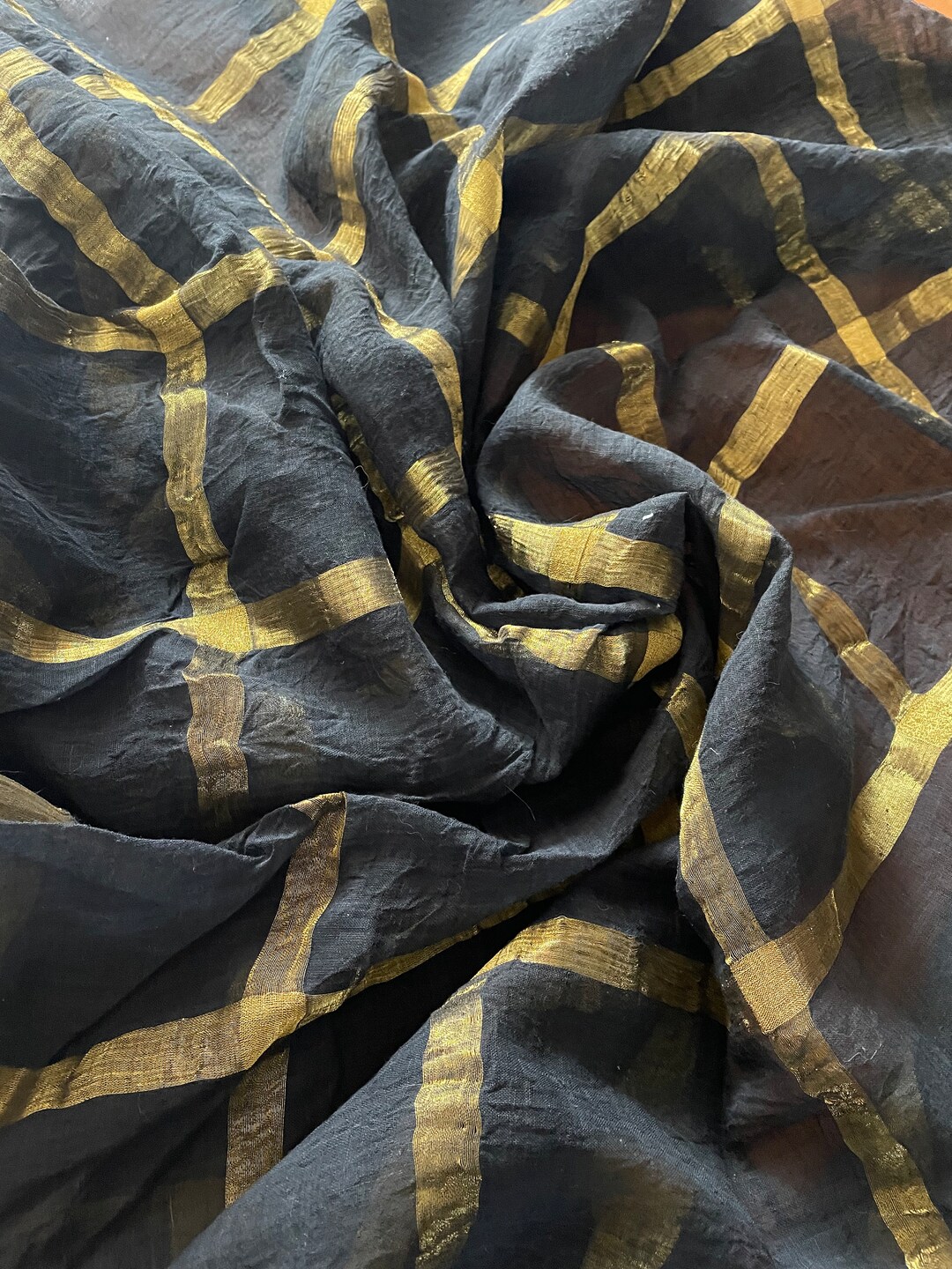 Sheer Black and Gold Check Fabric - Etsy