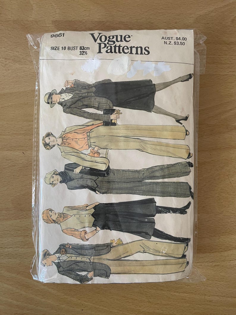 Vogue 9661 Vintage 70s Tailored Button up Jacket, V-neck Vest With ...