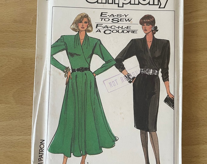Simplicity 8167 Vintage 80s Dress With Surplice Bodice, Tucks, Back ...