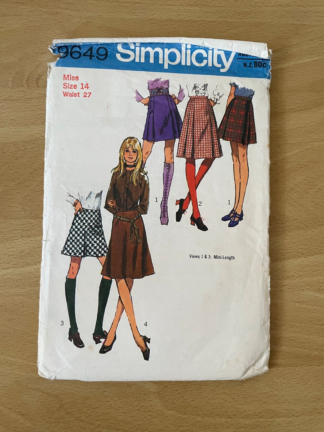 Simplicity 9649 Vintage 70s on Hip A-line Pleated Skirts Sewing Pattern ...