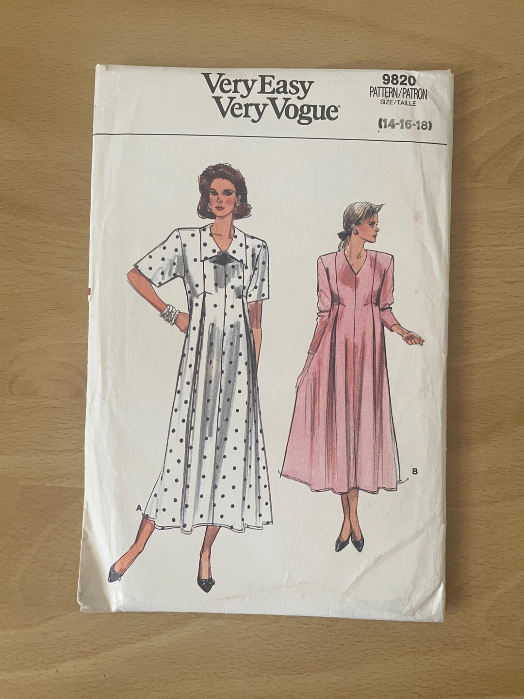 Vogue 9820 Vintage 80s Fitted Flared Maternity Dress With Extended ...