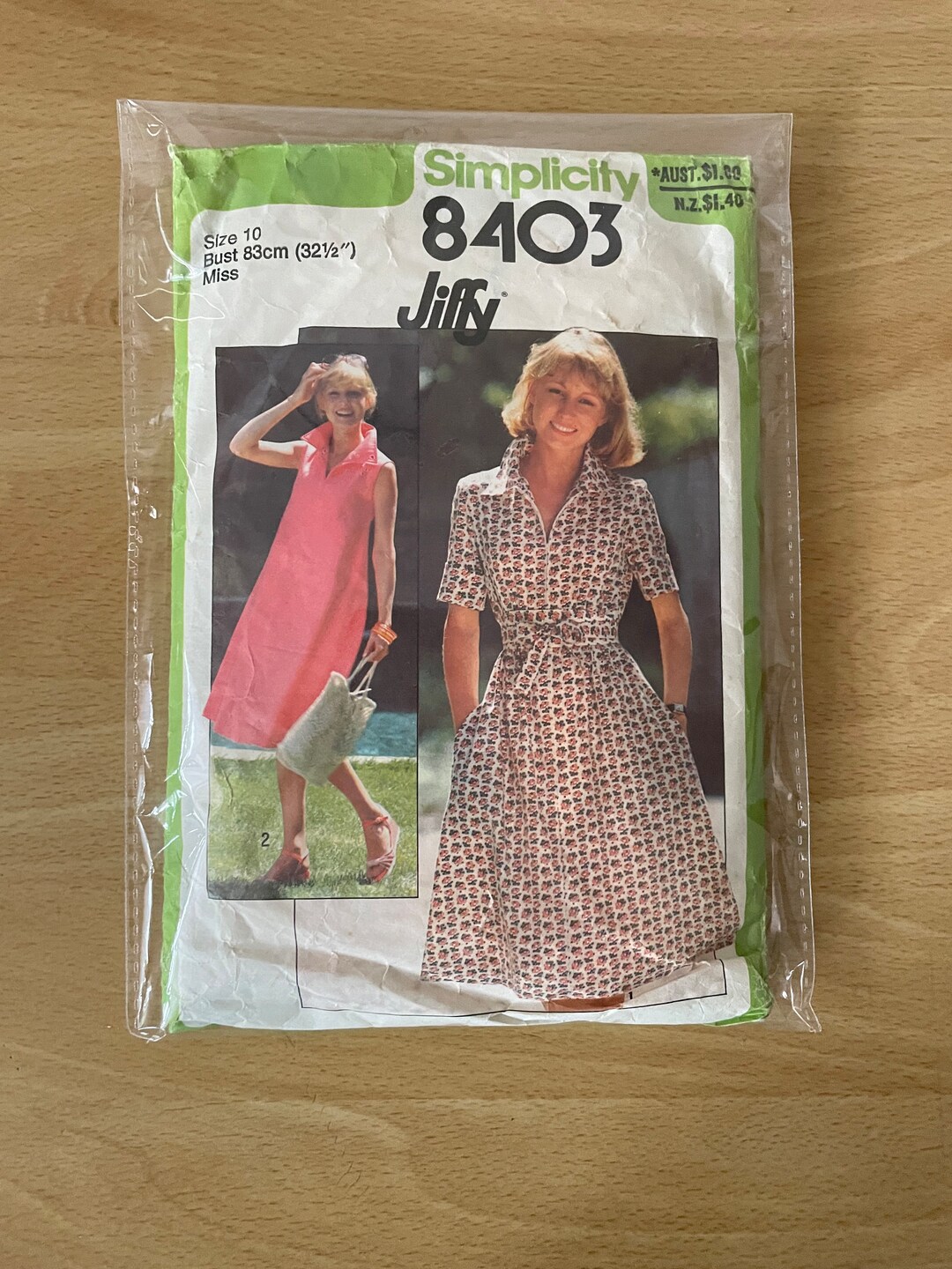 Simplicity 8403 Vintage 70s Dress With Front Zip, Collar, Pockets, Belt ...