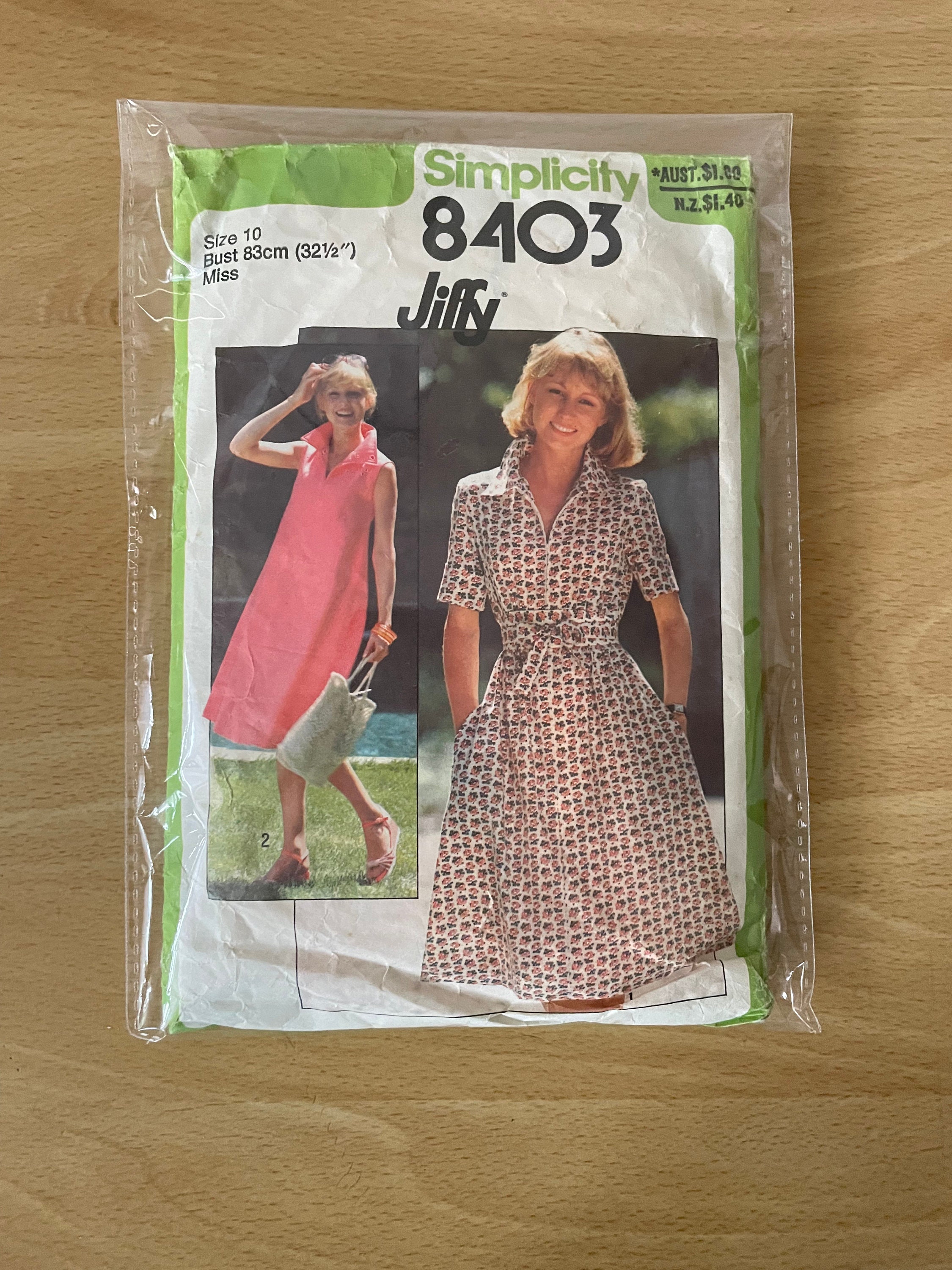 Simplicity 8403 Vintage 70s Dress With Front Zip Collar - Etsy