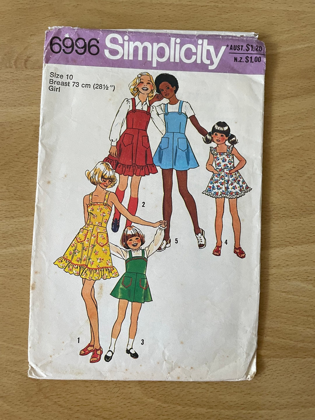 Simplicity 6996 Vintage 70s Girls Dress With Shoulder Straps, Optional ...