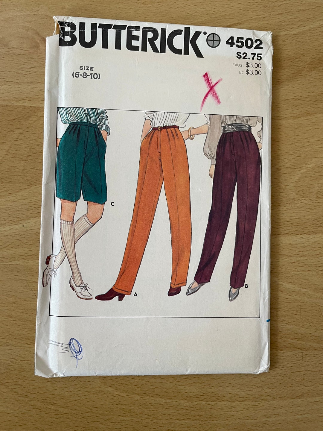 Butterick 4502 Vintage 80s High Waisted Pants or Shorts Sewing Pattern ...