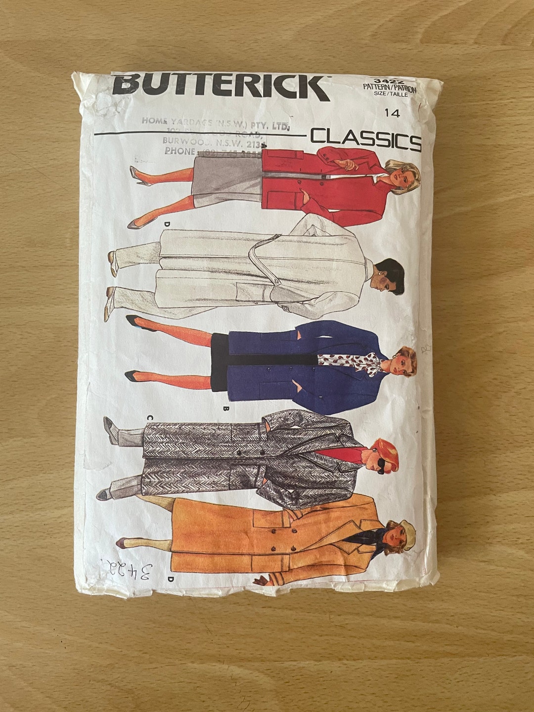 Butterick 3422 Vintage 80s Oversized Straight Double-breasted Coat With ...