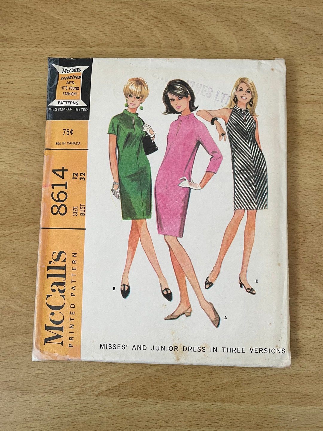 Mccall’s 8614 Vintage 60s Four Section Dress With Short or Long Raglan ...