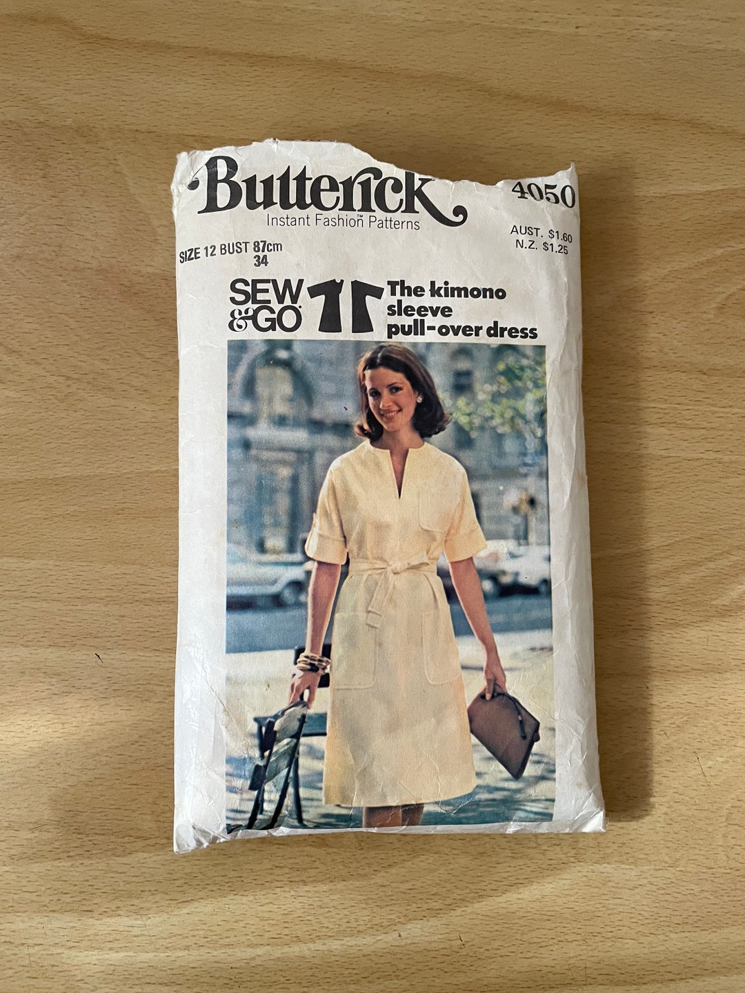 Butterick 4050 Vintage 70s A-line Dress With Jewel Neckline, Front Slit ...