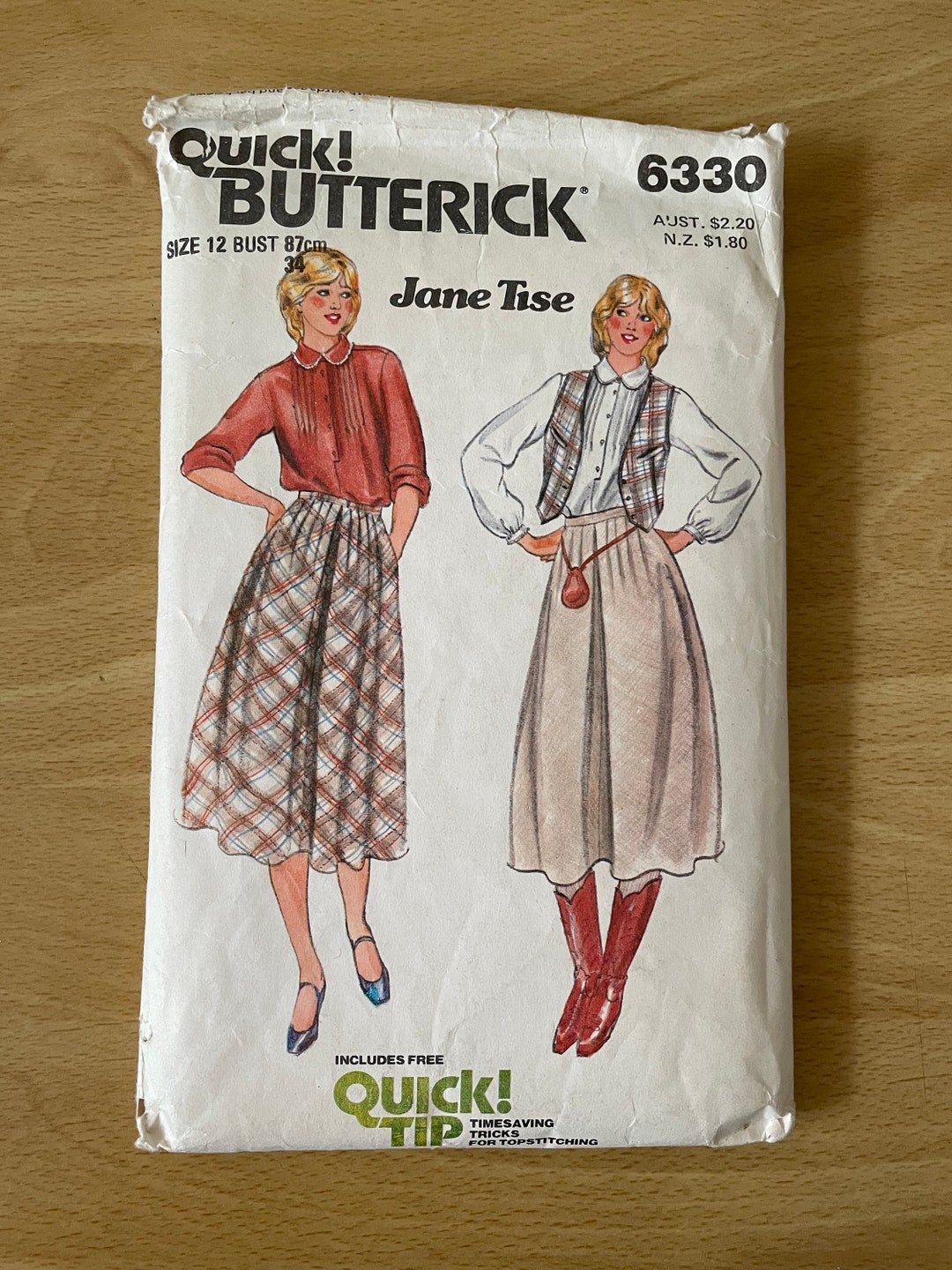 Butterick 6330 Vintage Jane Tise Vintage Blouse, Vest and Full Skirt ...