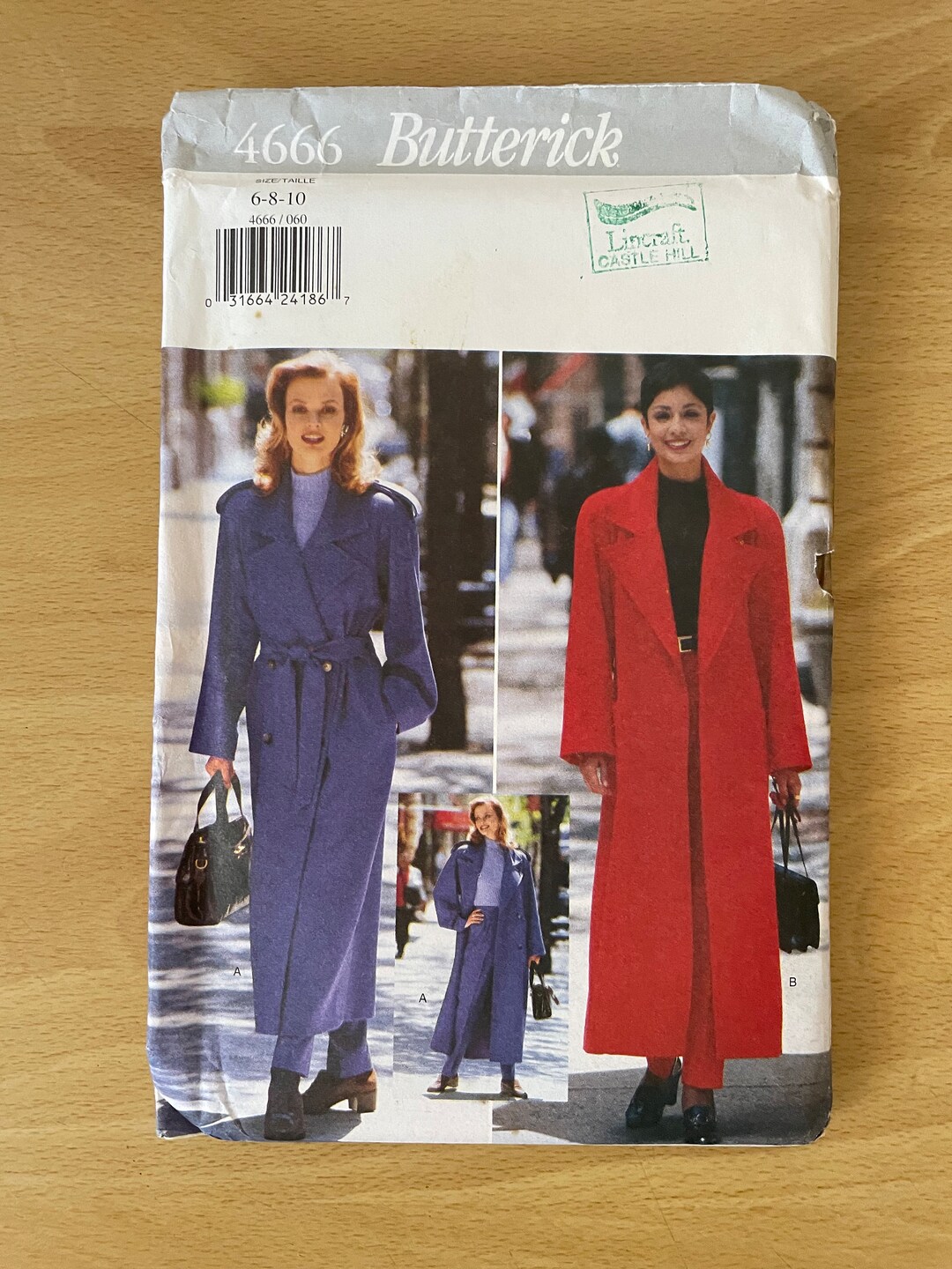 Butterick 4666 90s Oversize Double Breasted Coat With Collar and Belt ...