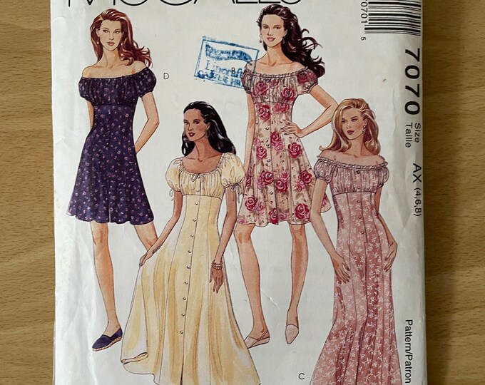 Mccalls 7070 Vintage 90s Dress With Gathered Bodice, Raglan Sleeves ...