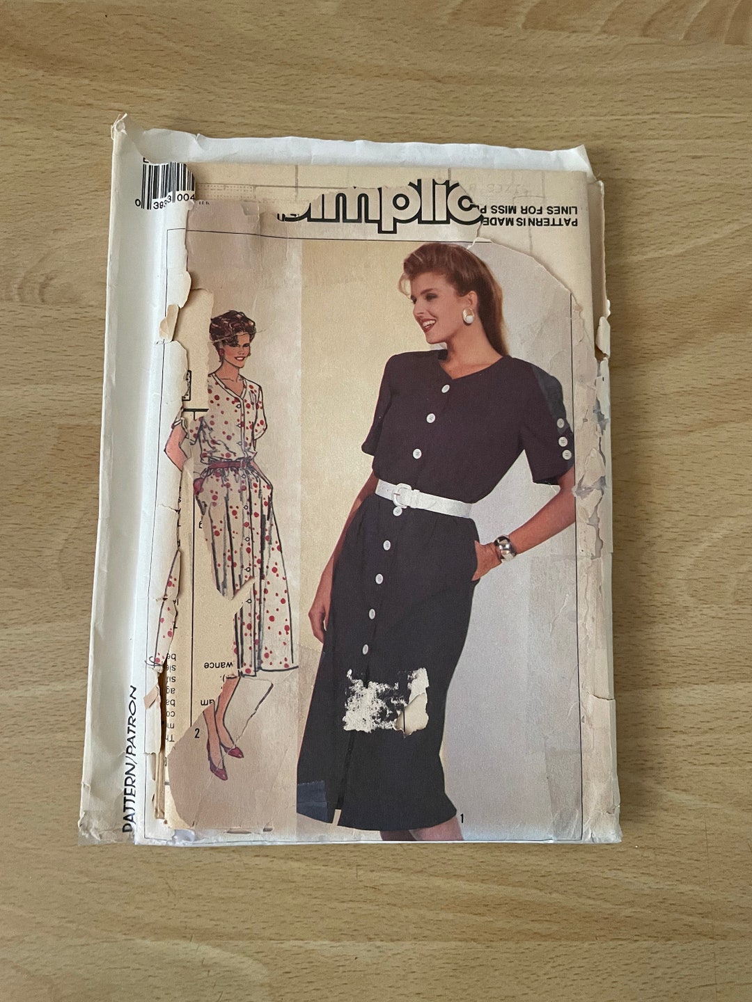 Simplicity 7889 Vintage 80s Button up Front Dress With Straight or ...