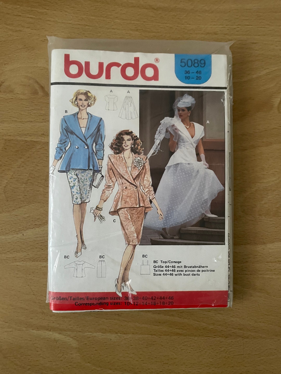 Burda 5089 Vintage 90s Full Skirt and Double-breasted Jacket Sewing ...